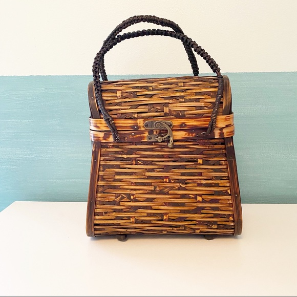 Vintage | Bags | Vintage Handmade Rattan Wicker Woven Purse | Poshmark